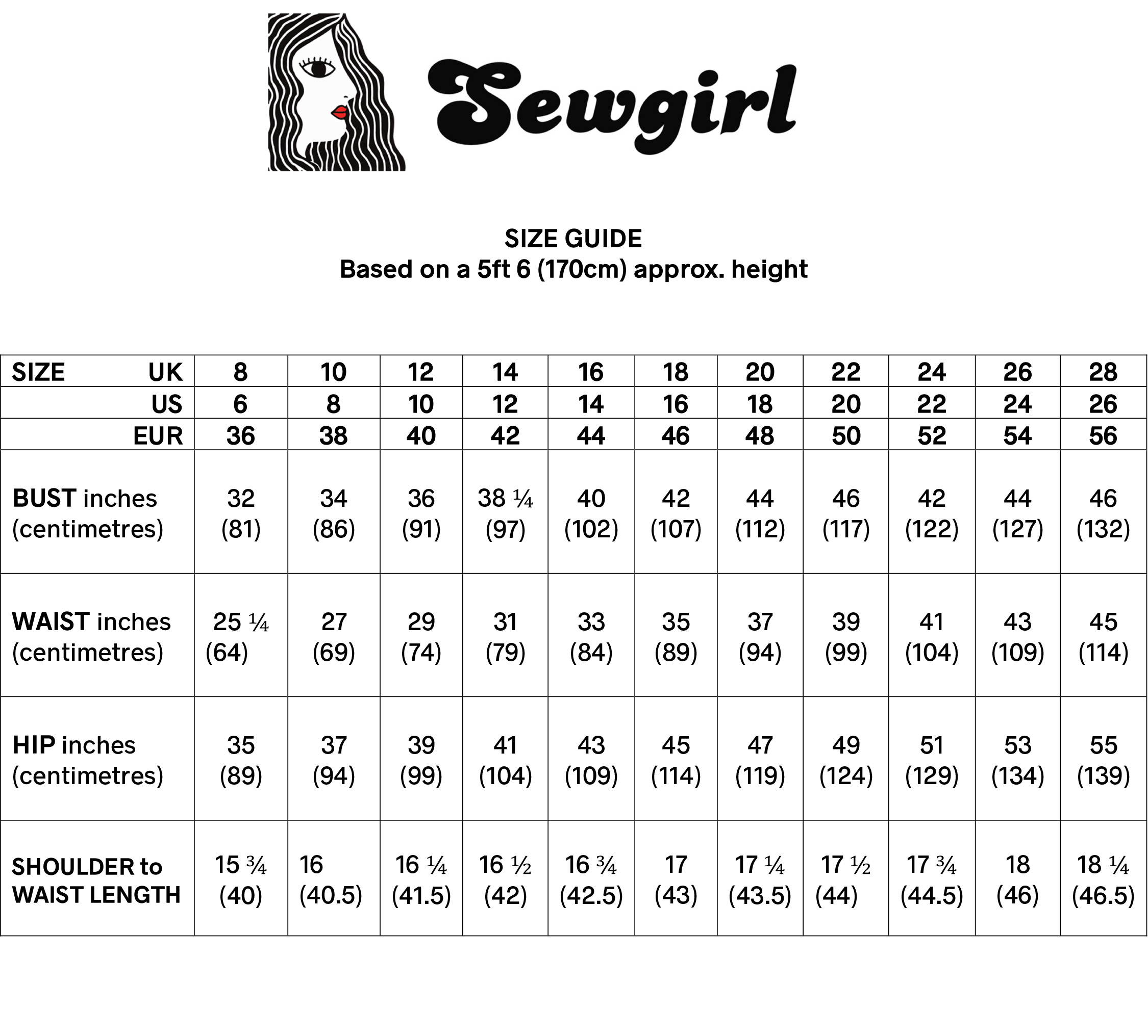 SIZE INFO | SEWGIRL